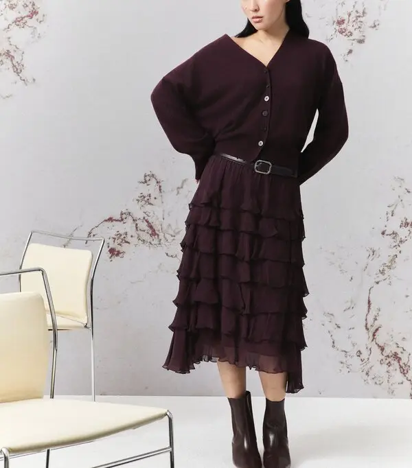 Marella Ruffled Midi Skirt