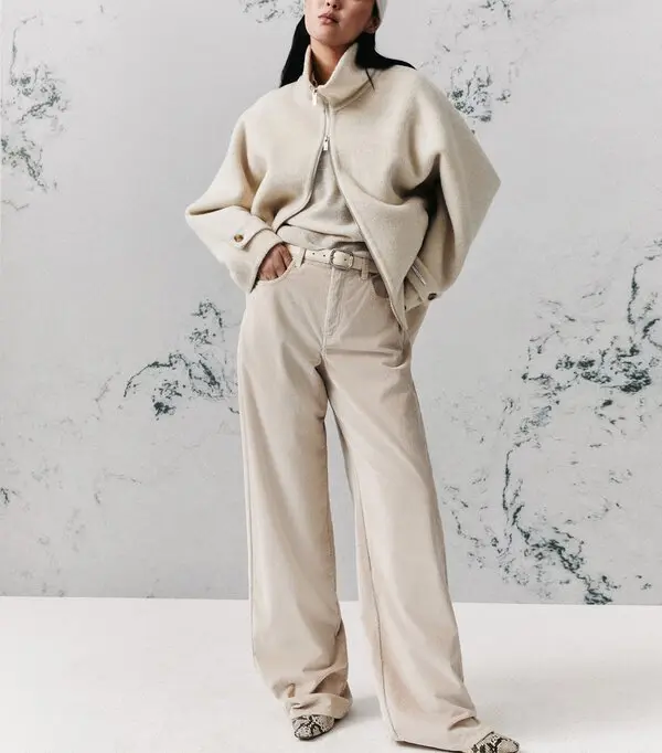 Marella Corduroy Wide-leg Trousers - Beige