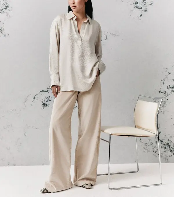 Marella Corduroy Wide-leg Trousers - Beige