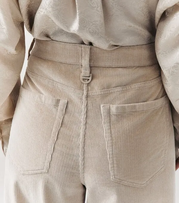 Marella Corduroy Wide-leg Trousers - Beige