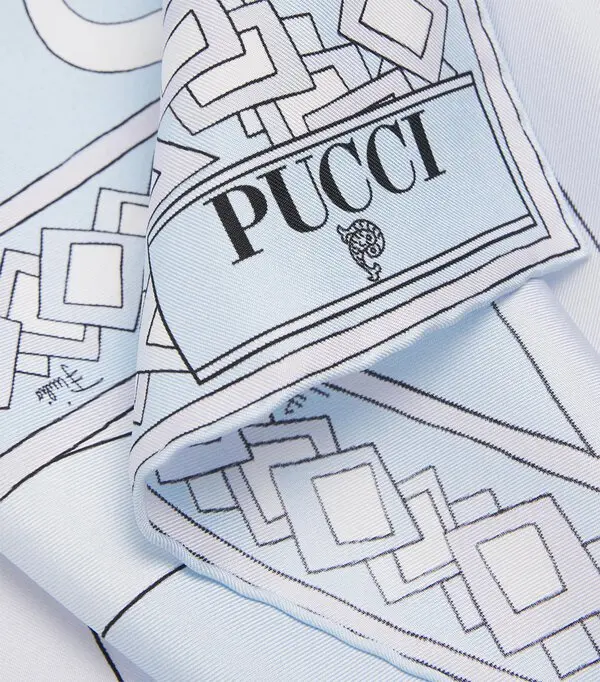 Emilio Pucci Silk Print Square Scarf - Blue