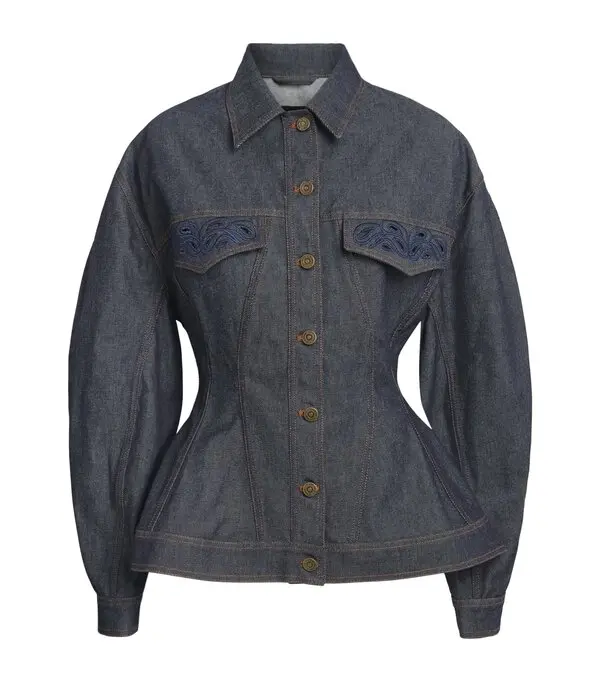 CHRISTIE BROWN Laser-cut Denim Jacket - Navy