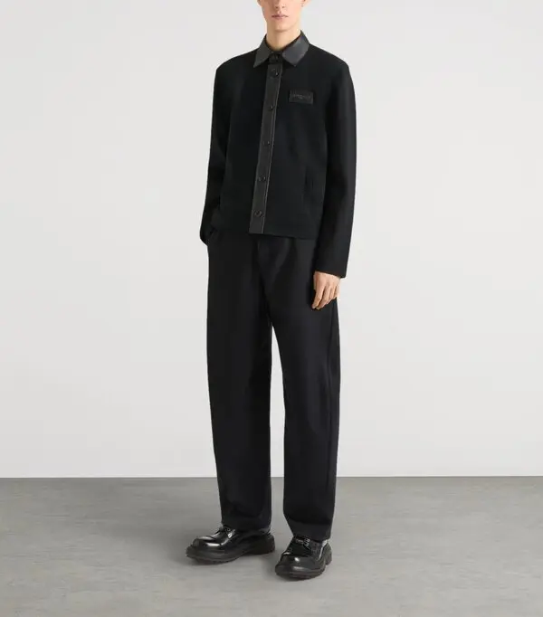 Givenchy Wool Leather-trim Cardigan