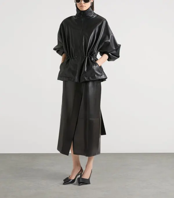 Givenchy Gathered Leather Jacket - Black