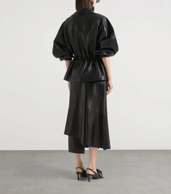 Givenchy Gathered Leather Jacket - Black