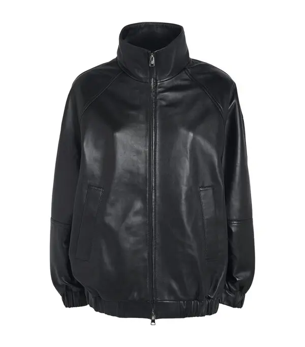 CHAROUX Globe Leather Bomber Jacket