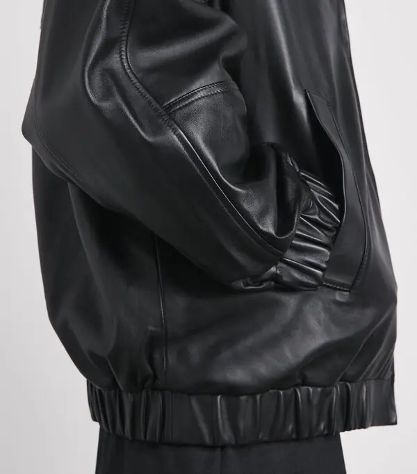 CHAROUX Globe Leather Bomber Jacket