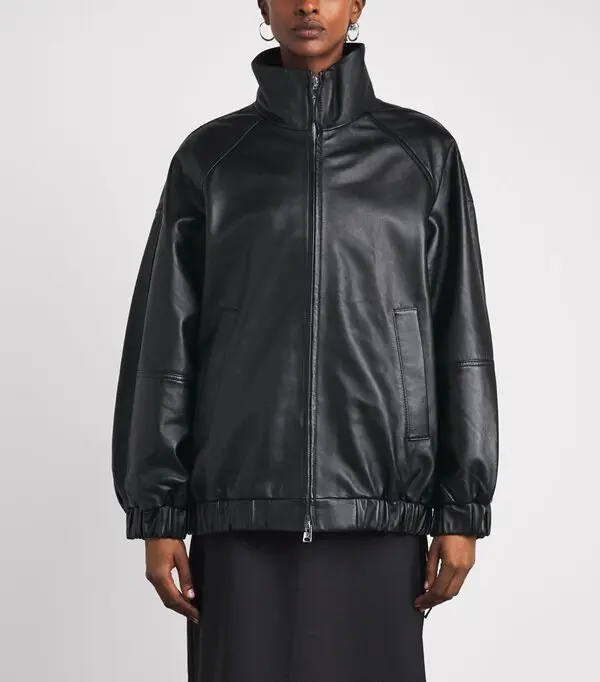 CHAROUX Globe Leather Bomber Jacket