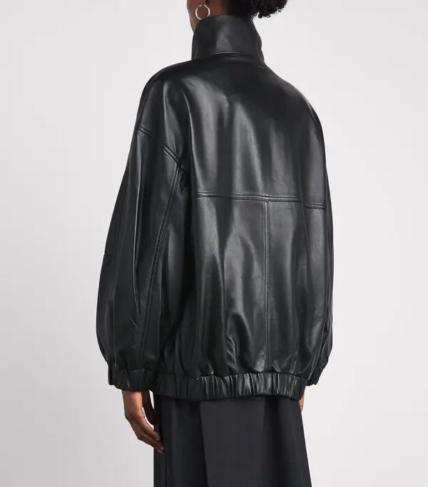 CHAROUX Globe Leather Bomber Jacket