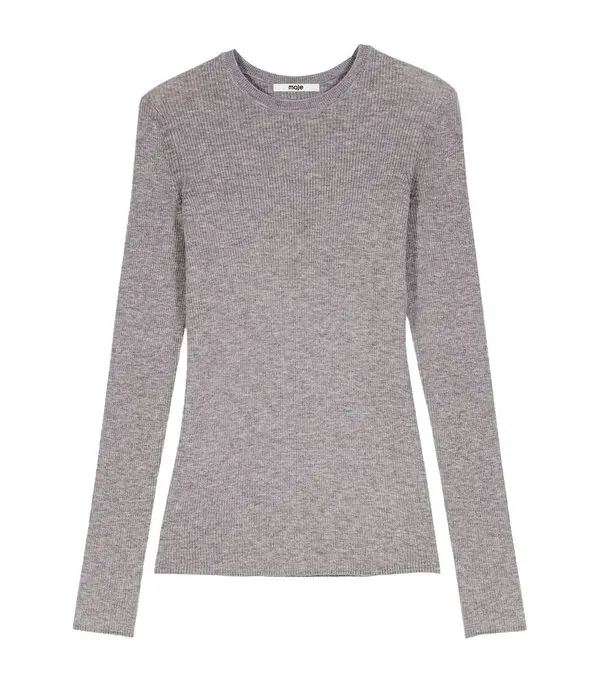 Maje Wool-silk Rib-knit Sweater
