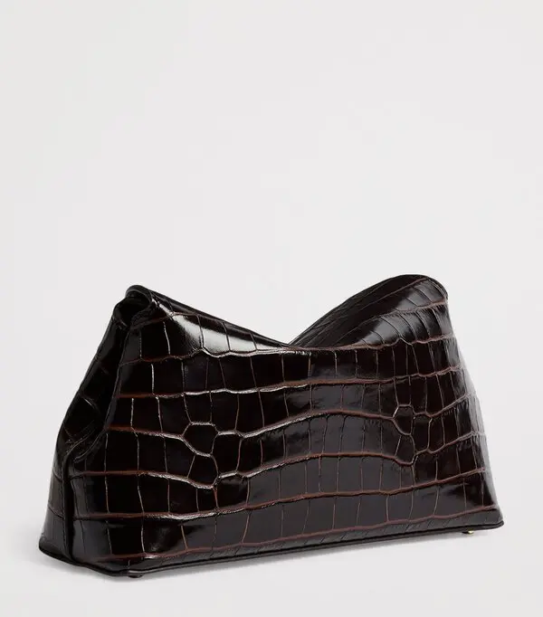 TOTEME Croc-embossed Leather T-lock Clutch Bag - Brown