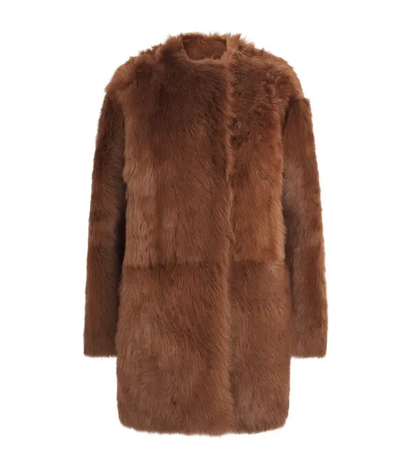 TOTEME Shearling Short Coat - Brown