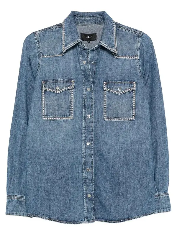 7 For All Mankind Western Denim Shirt With Studs