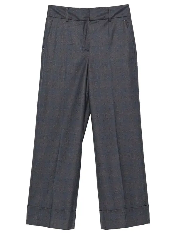 Incotex Pantaloni Arlys In Lana Check Con Piega Stirata