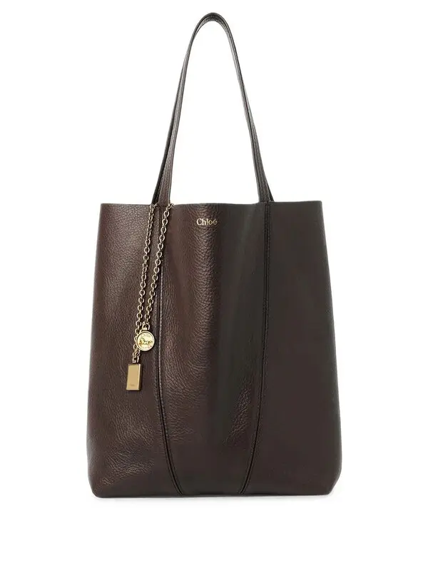 Chloé Granulated Leather Spin Tote Bag - Brown