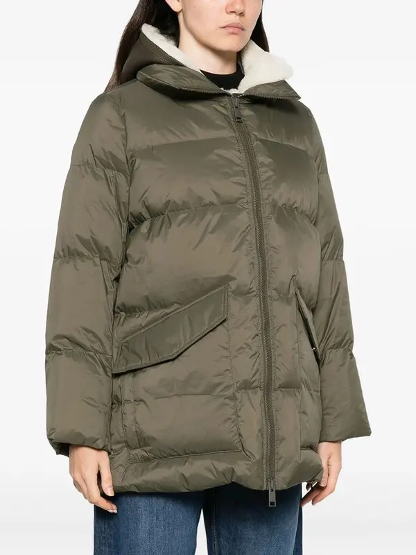 YVES SALOMON Short Down Jacket With Lamb Shearling Lining