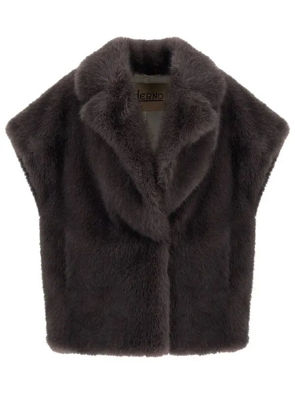 Herno Sleeveless Long-haired Fur Touch Vest - Grey