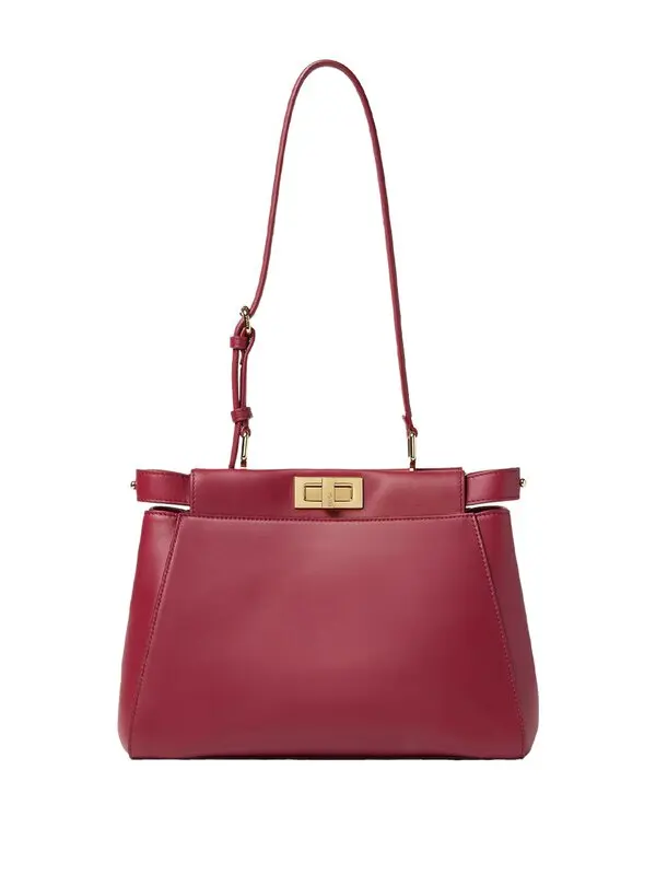 Fendi My Peekaboo Small Bag In Dark Leather - Red