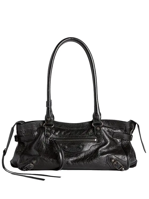 Balenciaga Le City East-west Bag In Arena Leather - Black