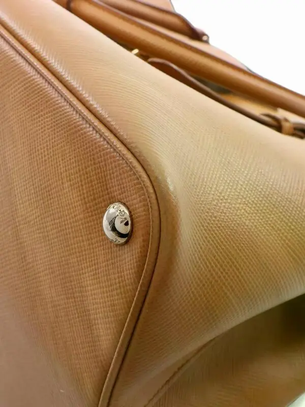 Prada 2010s Saffiano Triangle Logo Tote Bag