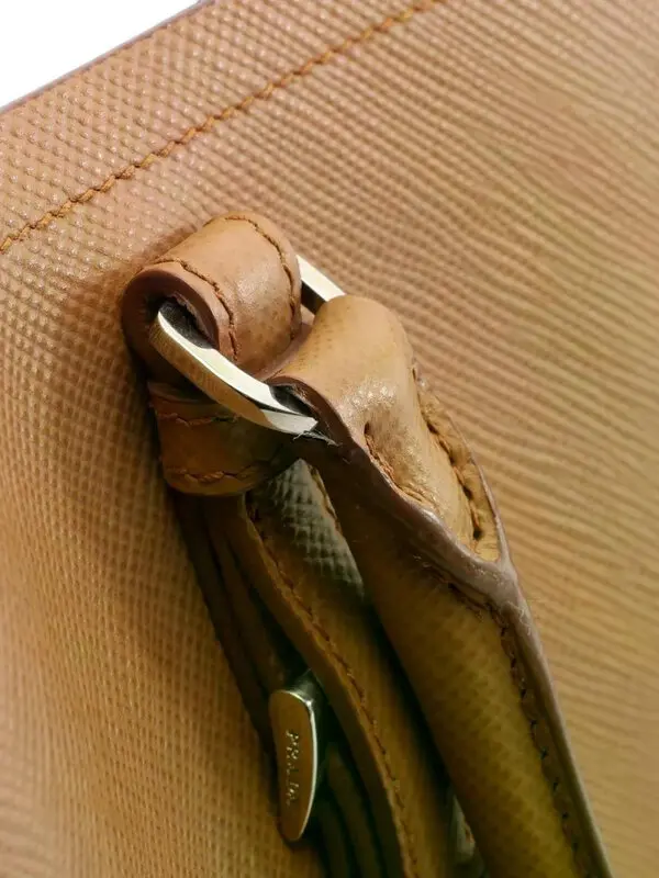 Prada 2010s Saffiano Triangle Logo Tote Bag