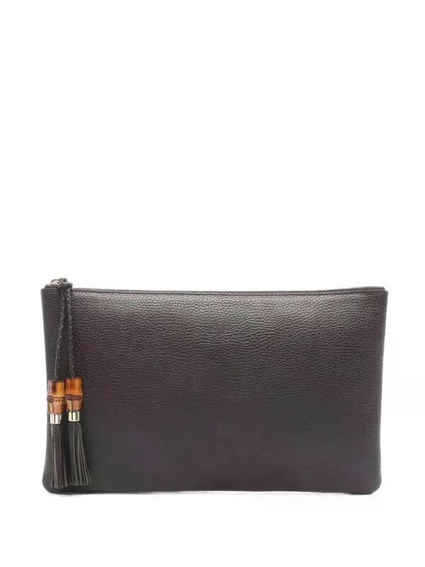Gucci 2010s Bamboo Leather Clutch Bag