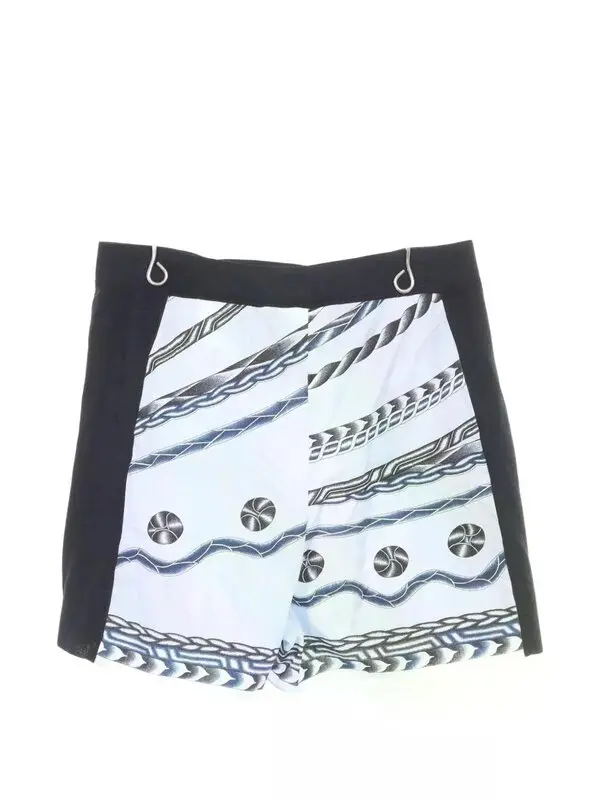 Hermès 2010s Rope-pattern Belted Shorts - Blue