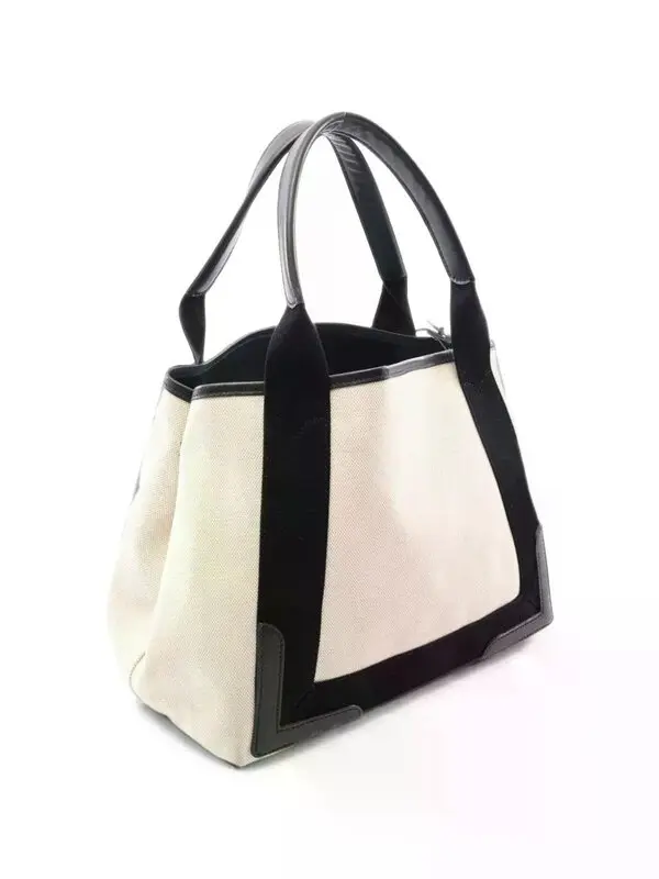 Balenciaga 2000s S Navy Cabas Leather-trim Tote Bag