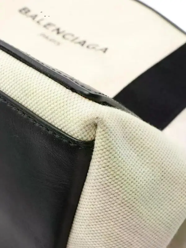 Balenciaga 2000s S Navy Cabas Leather-trim Tote Bag