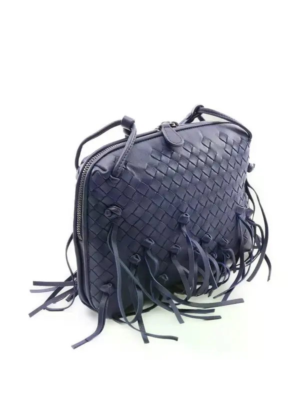 Bottega Veneta 2010s Intrecciato Fringe Shoulder Bag - Blue