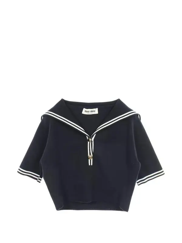 Miu Miu 2010s Sailor Collar Cropped Top
