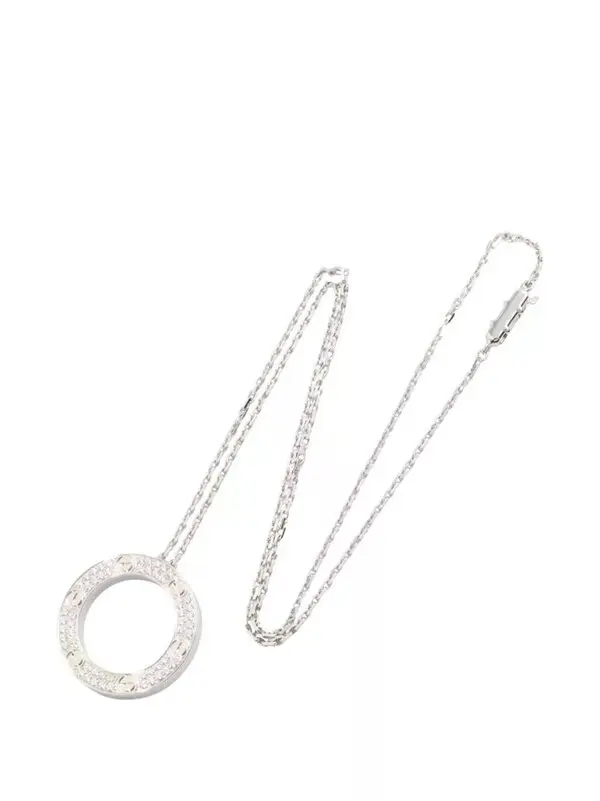 Cartier 2010s Love Circle Diamond Necklace - Silver