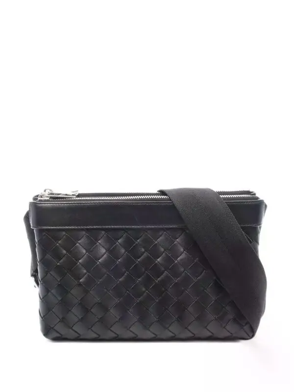 Bottega Veneta 2010s Duo Intrecciato Shoulder Bag - Black