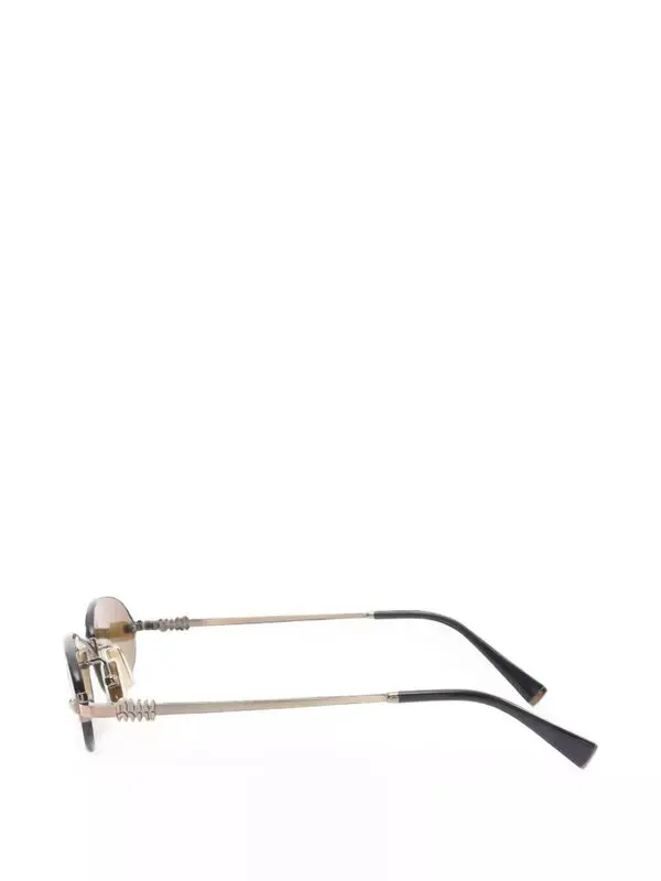 Miu Miu 2010s Rimless Oval-frame Sunglasses - Gold