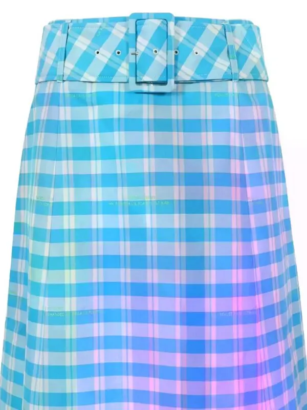 Sandy Liang Clio Belted Gingham Midi Skirt