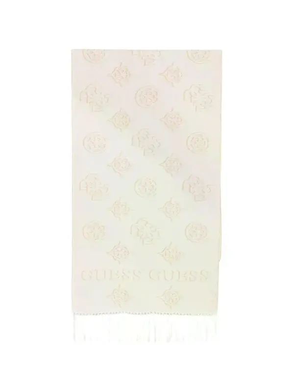 Guess Logo-jacquard Fringed Scarf - Neutrals