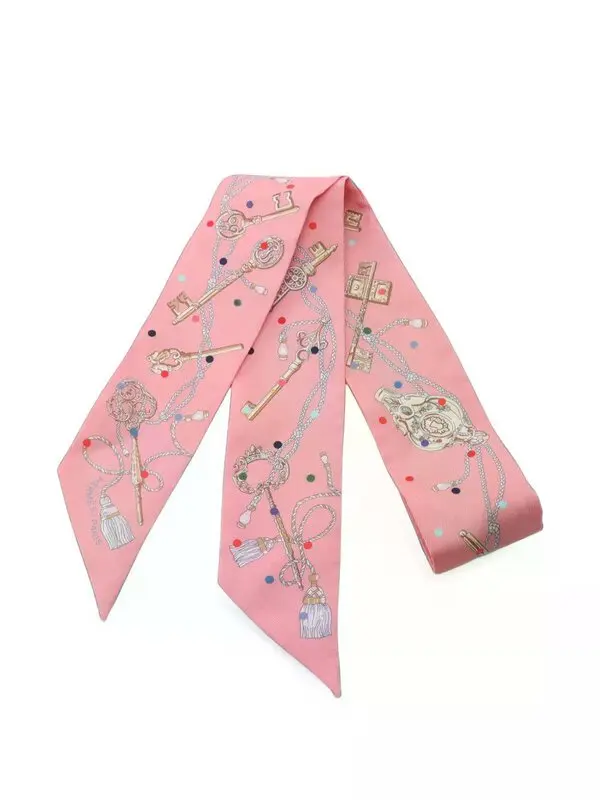Hermès 2010s Twilly Les Clés À Pois Scarf