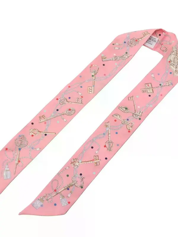 Hermès 2010s Twilly Les Clés À Pois Scarf