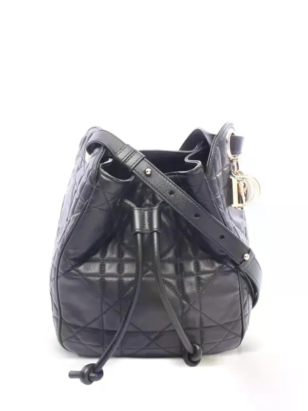 Dior 2010s Small D-motion Cannage Bucket Bag - Black