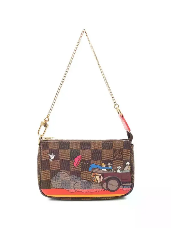LOUIS VUITTON 2015 Pochette Accessoires Damier Ebene Illustre Clutch Bag