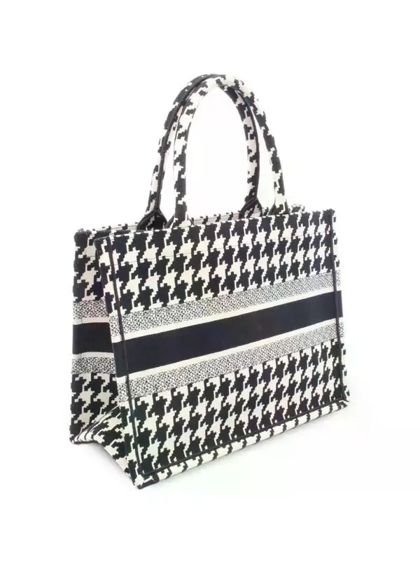 Dior 2010s Medium Book Tote Houndstooth Tote Bag