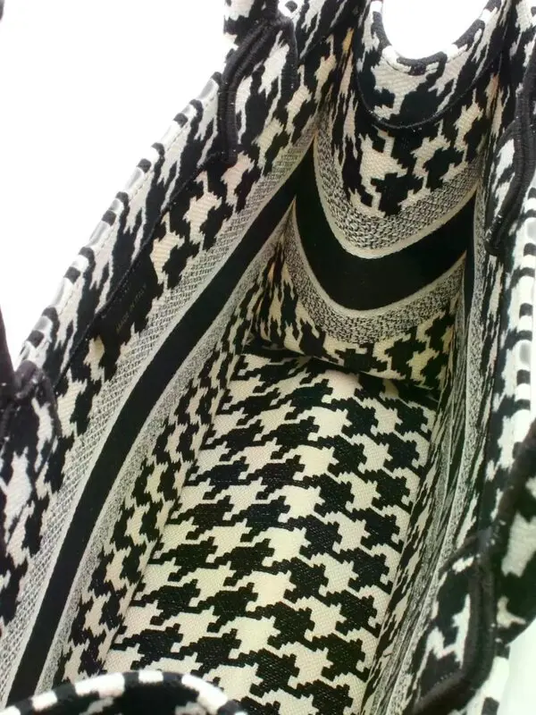 Dior 2010s Medium Book Tote Houndstooth Tote Bag