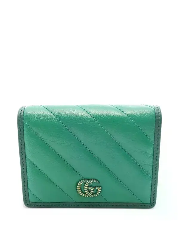 Gucci 2010s Gg Marmont Bifold Leather Wallet - Green
