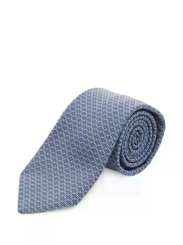 Hermès 2020s Geometric-pattern Tie - Blue