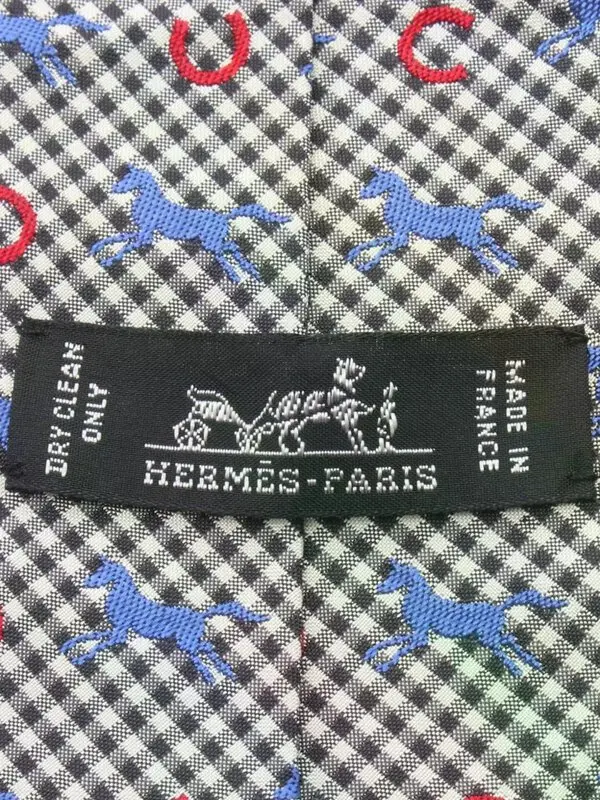 Hermès 2010s Horse-print Silk Tie - Black