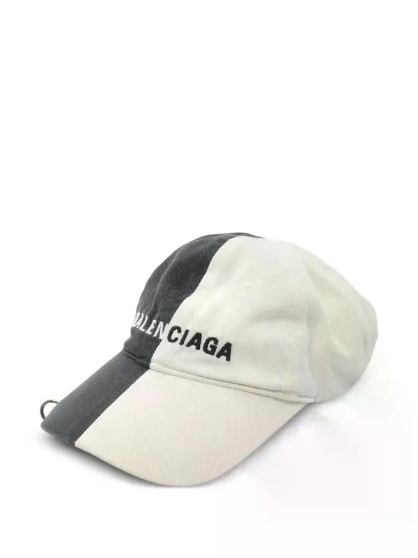Balenciaga 2000s Bicolour Logo-embroidered Cap - Grey