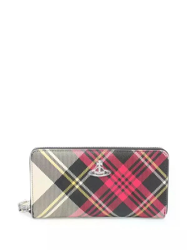 VIVIENNE WESTWOOD 2020s Classic Orb Tartan-print Wallet - Pink