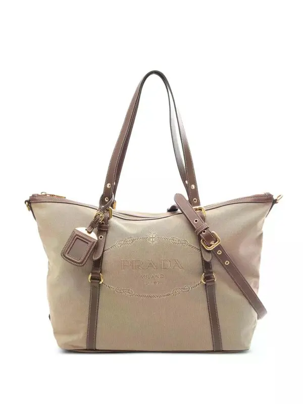 Prada 2010s Logo Jacquard Tote Bag