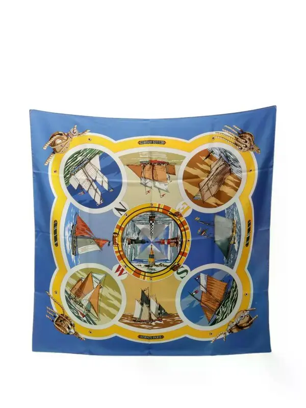 Hermès 2010s Belles Amures Scarf - Blue