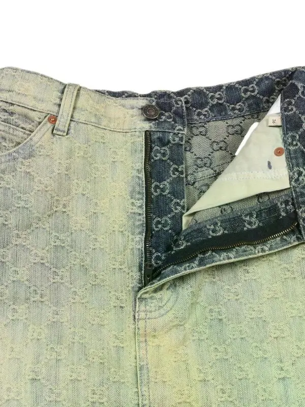 Gucci 2010s Gg Pattern Denim Skirt